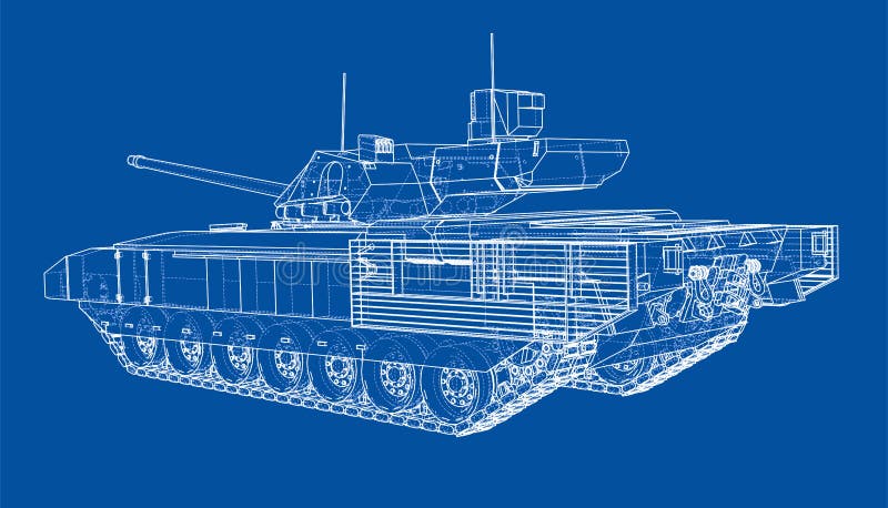 Blueprint of Realistic Tank Stock Illustration - Illustration of ...