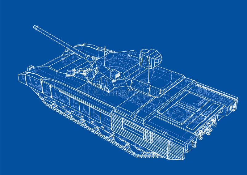 Blueprint of Realistic Tank Stock Illustration - Illustration of ...