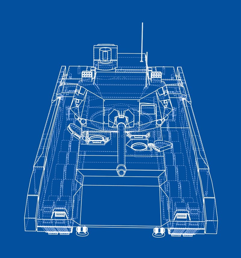 Blueprint of Realistic Tank Stock Illustration - Illustration of ...