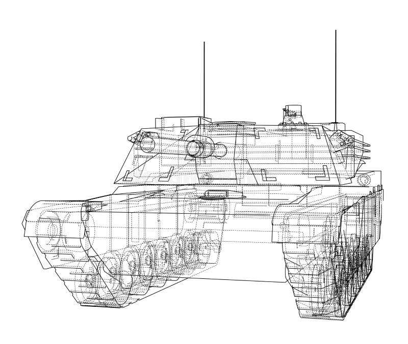 Blueprint of Realistic Tank Stock Vector - Illustration of line, armed ...