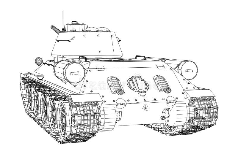 Blueprint of Realistic Tank Stock Vector - Illustration of silhouette ...