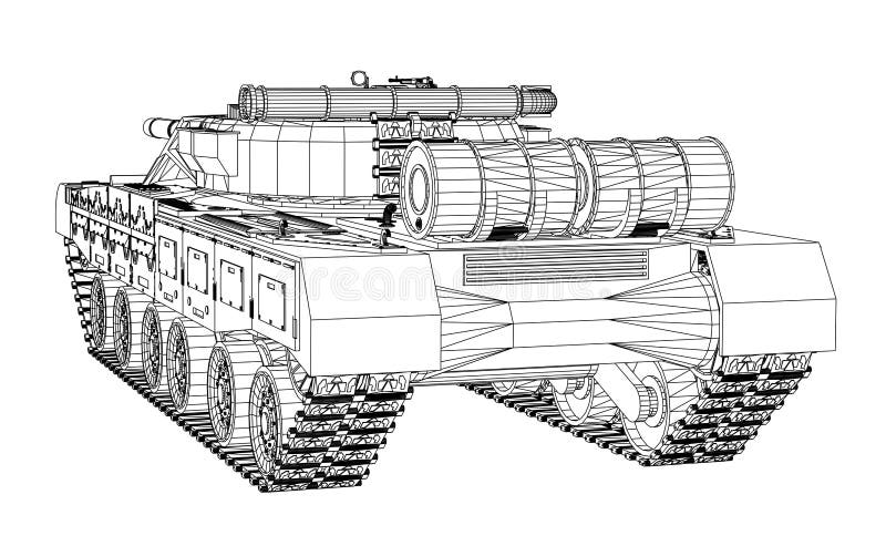 Blueprint of Realistic Tank Stock Vector - Illustration of defense ...