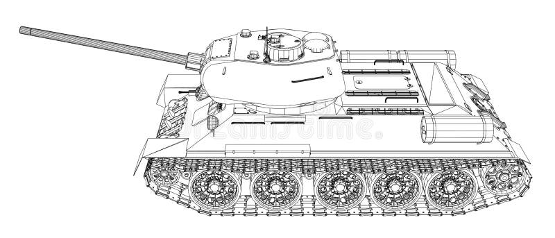 Blueprint of Realistic Tank Stock Vector - Illustration of defense ...