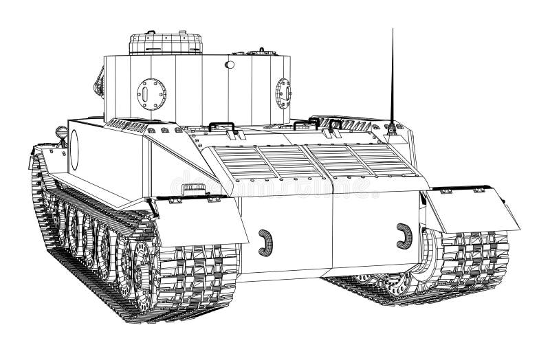 Blueprint of Realistic Tank Stock Vector - Illustration of object ...
