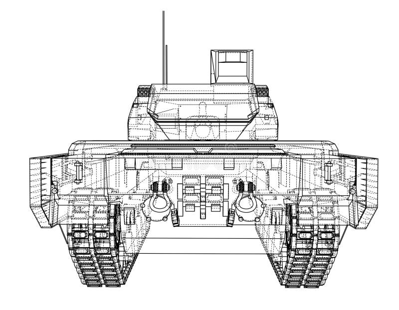 Blueprint of Realistic Tank Stock Vector - Illustration of machine ...