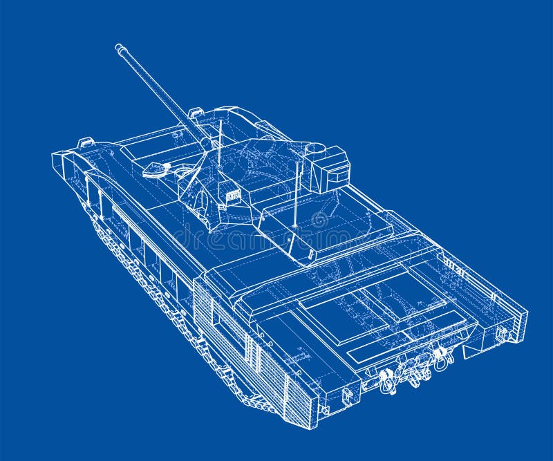 Blueprint of Realistic Tank Stock Illustration - Illustration of detail ...