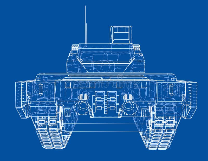 Blueprint of Realistic Tank Stock Illustration - Illustration of ...