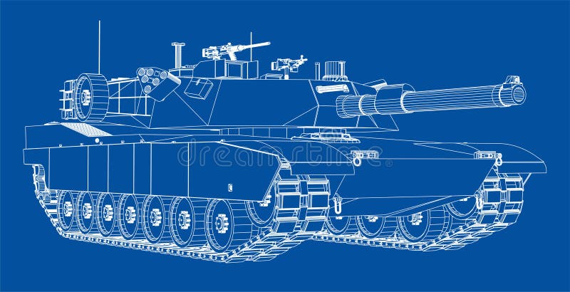 Blueprint of Realistic Tank Stock Illustration - Illustration of ...