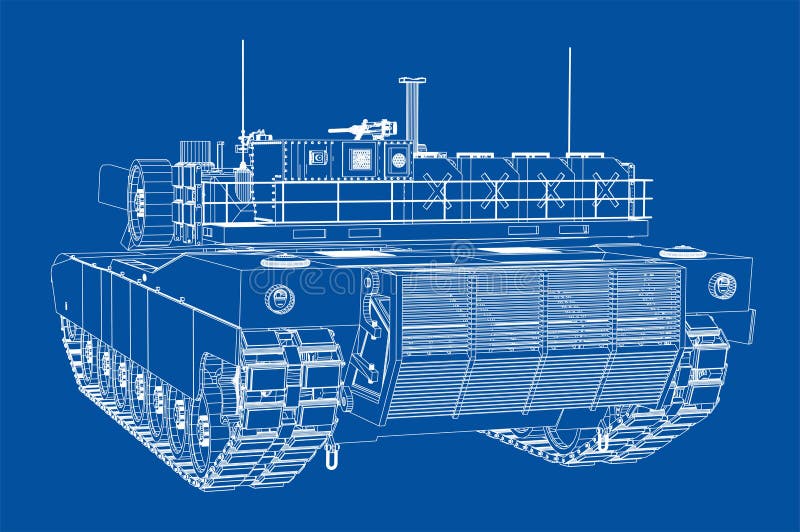 Blueprint of Realistic Tank Stock Illustration - Illustration of engine ...