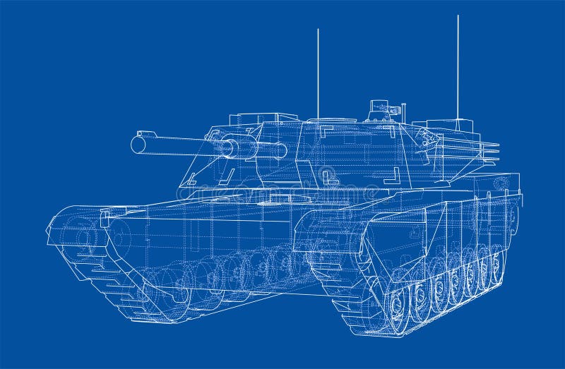 Blueprint of Realistic Tank Stock Illustration - Illustration of ...