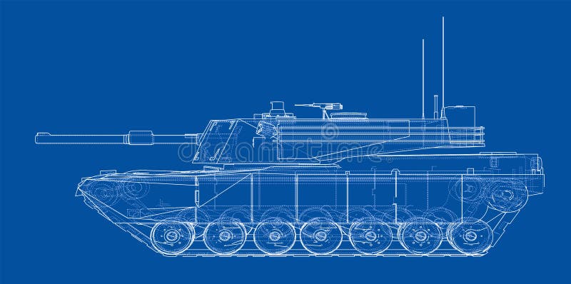 Blueprint of Realistic Tank Stock Illustration - Illustration of ...