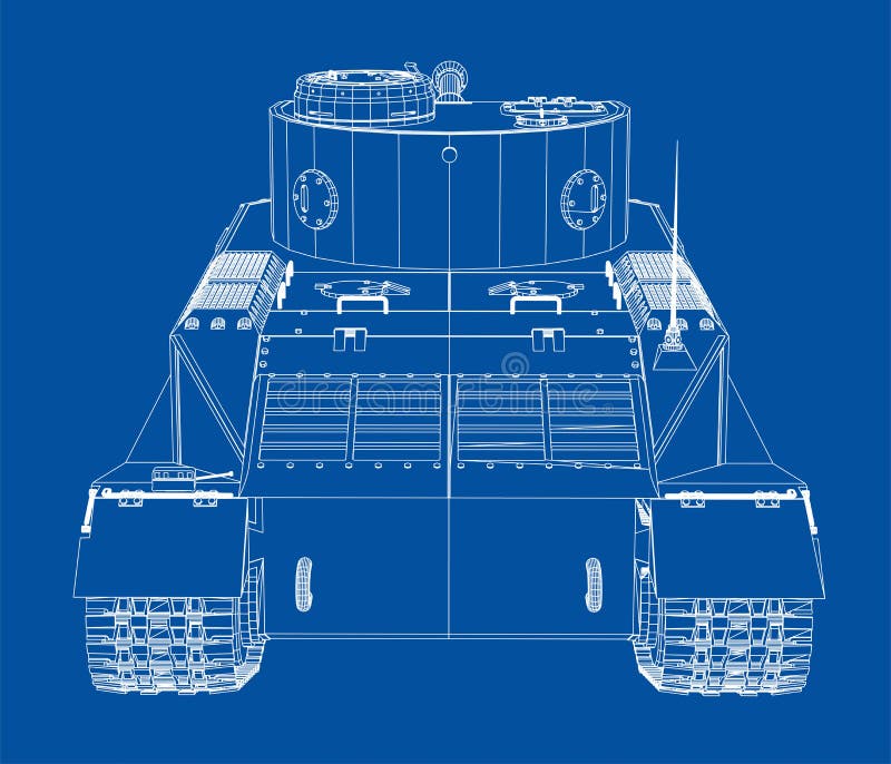 Blueprint of Realistic Tank Stock Illustration - Illustration of force ...