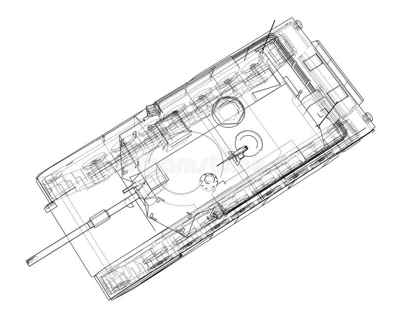 Blueprint of Realistic Tank Stock Vector - Illustration of battlefield ...