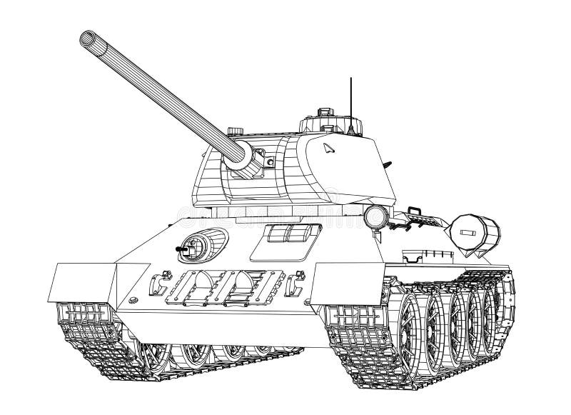 Blueprint of Realistic Tank Stock Illustration - Illustration of engine ...