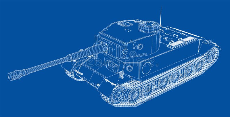 Blueprint of Realistic Tank Stock Vector - Illustration of armed ...