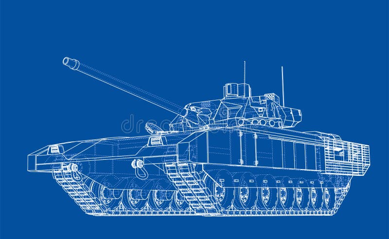 Blueprint of Realistic Tank Stock Vector - Illustration of realistic ...