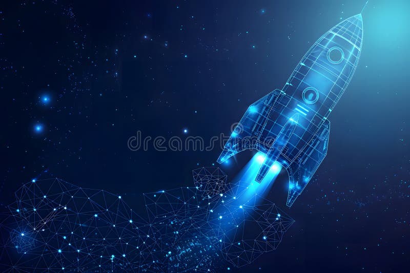 Blueprint Rocket Technology Background Mesh Line Around by Generative ...