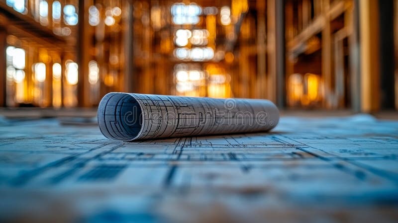 Blueprint Roll on Construction Stock Illustration - Illustration of ...