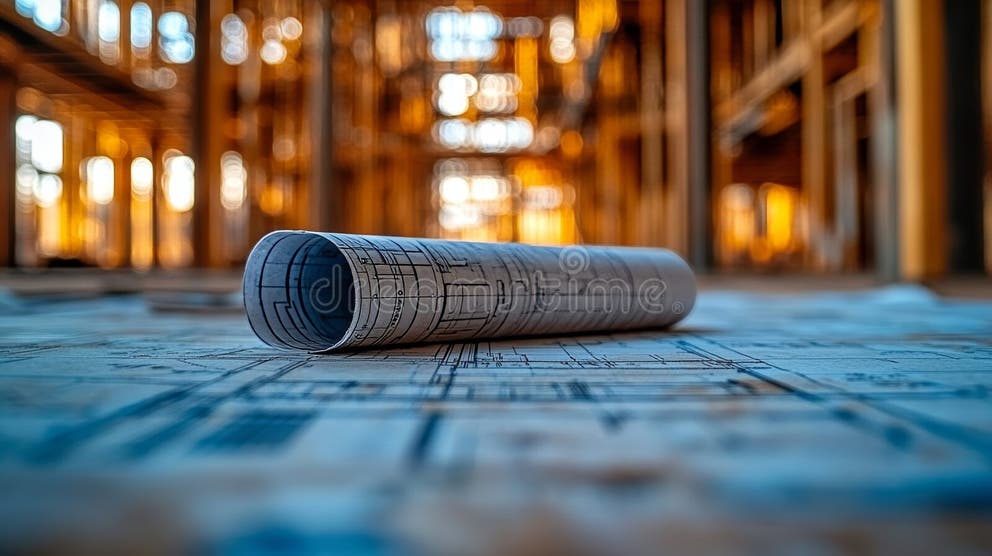 Blueprint Roll on Construction Stock Illustration - Illustration of ...