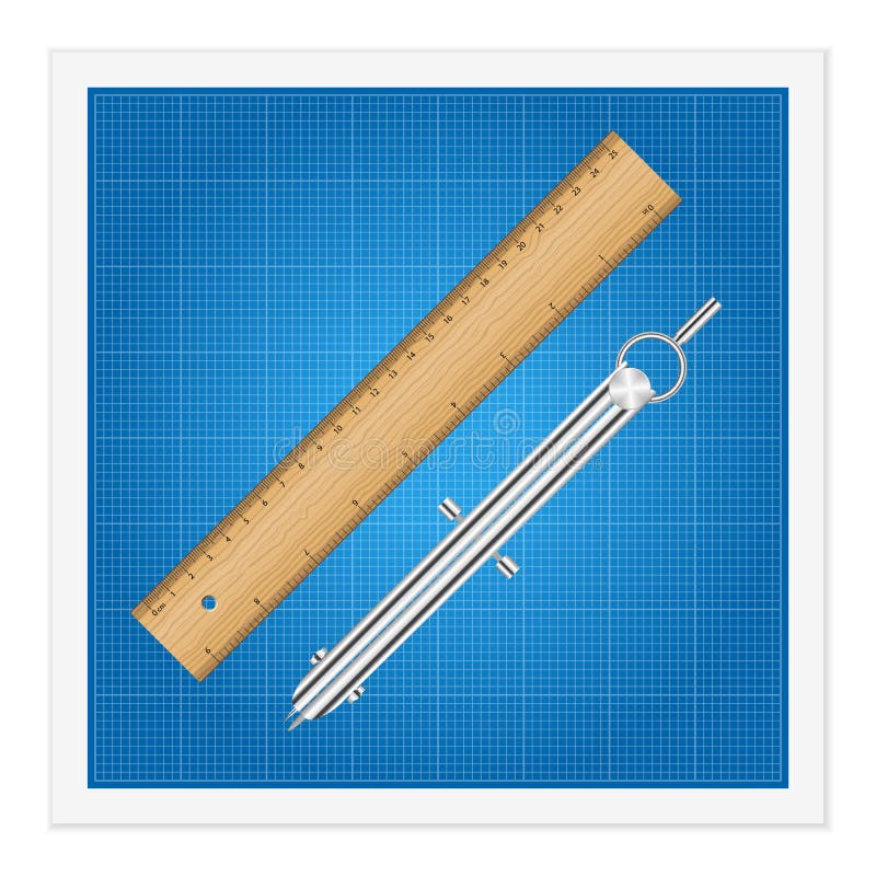 Blueprint and Ruler Instruments Stock Vector - Illustration of ...