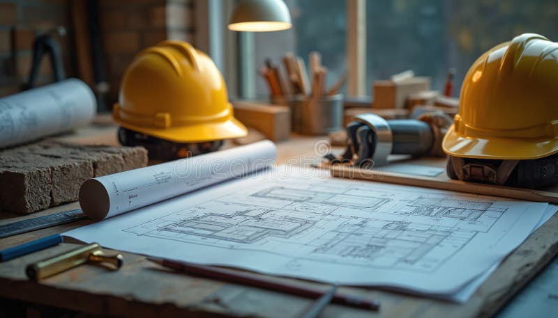 2,400 Architectural Blueprint Safety Helmet Tools Stock Photos - Free ...