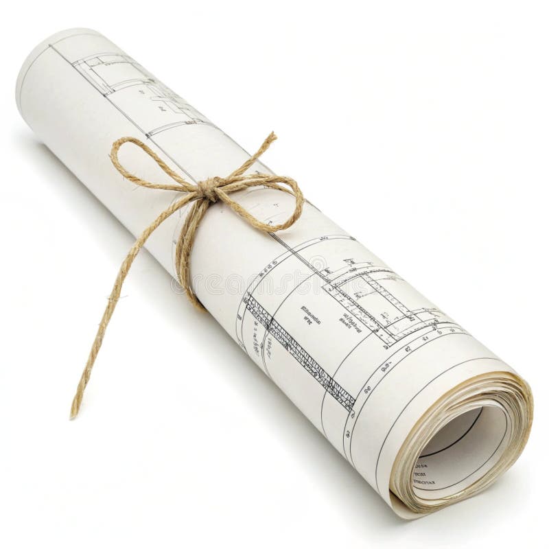 Blueprint Scroll Isolated on White Background Stock Illustration ...