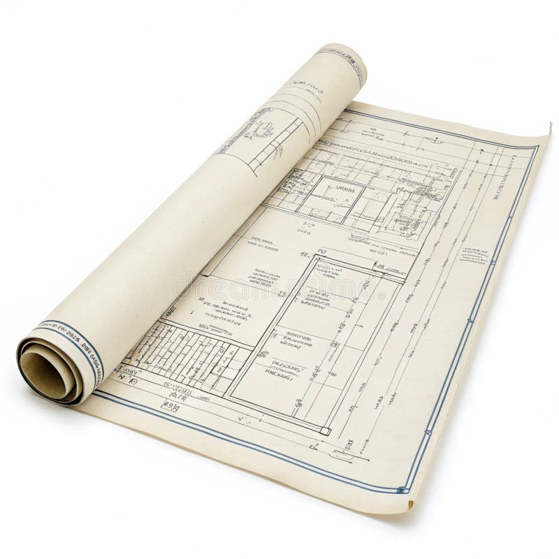 Blueprint Scroll Isolated on White Background Stock Illustration ...
