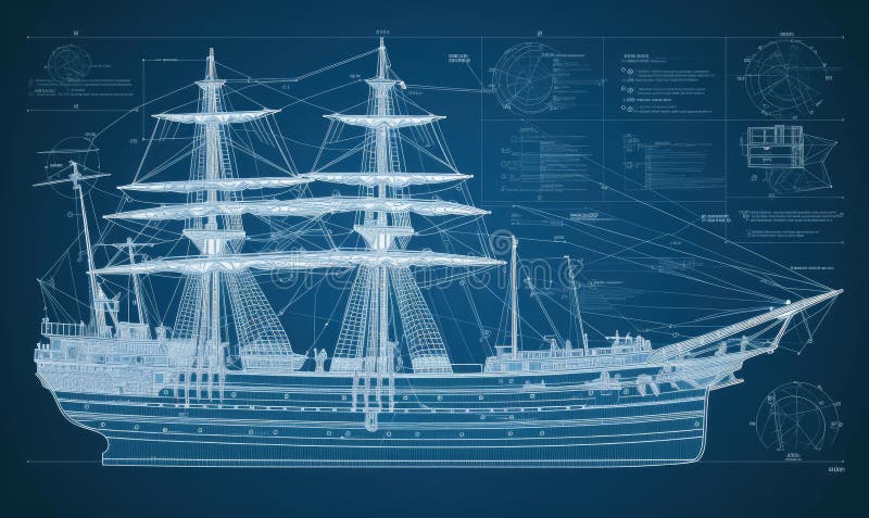 Blueprint of the Ship Showcases the Detailed Design and Layout of Its ...