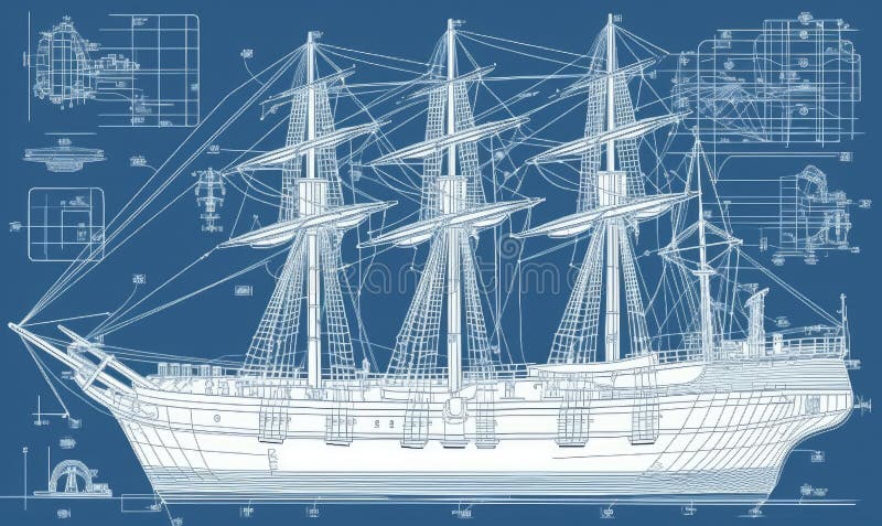 The Blueprint of Ship Showcases the Detailed Design and Layout of Its ...