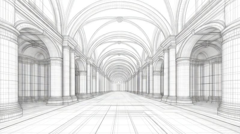 Hallway Arches Perspective