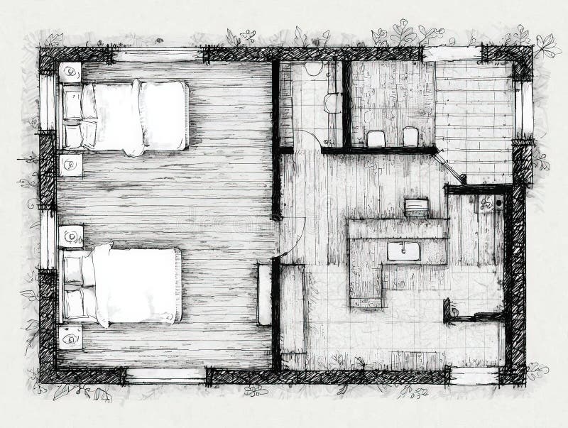 Blueprint Sketch: an Architectural Representation Showcasing a ...