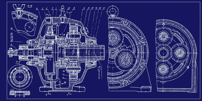Blueprint, Sketch. stock vector. Illustration of gearing - 188223257
