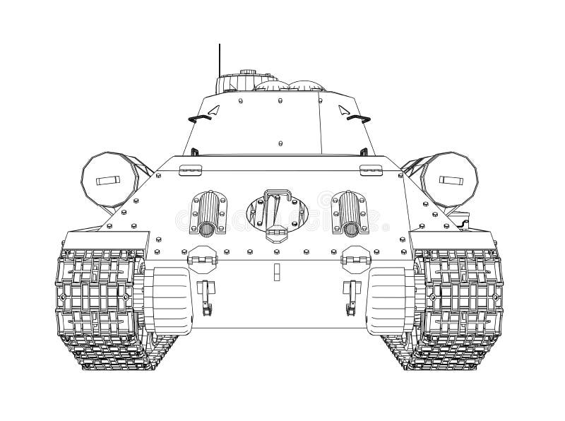 Blueprint of Realistic Tank Stock Illustration - Illustration of ...