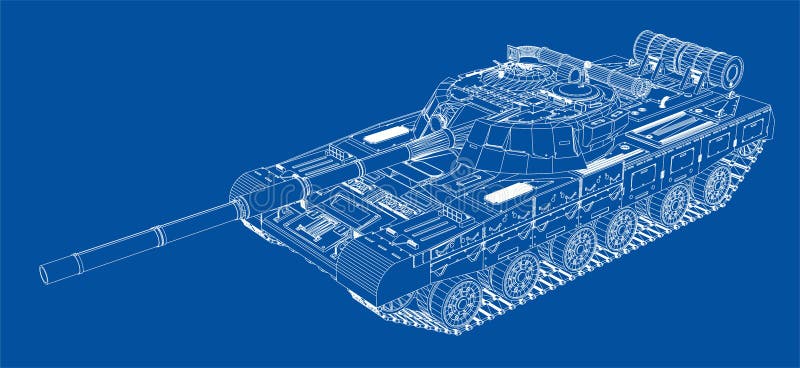 Blueprint of Realistic Tank Stock Vector - Illustration of engine ...