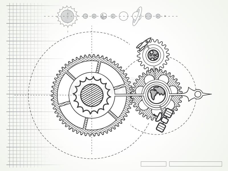Blueprint of Space Mechanic Stock Vector - Illustration of hand ...