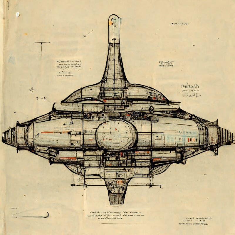 Blueprint of a spaceship stock illustration. Illustration of mission ...