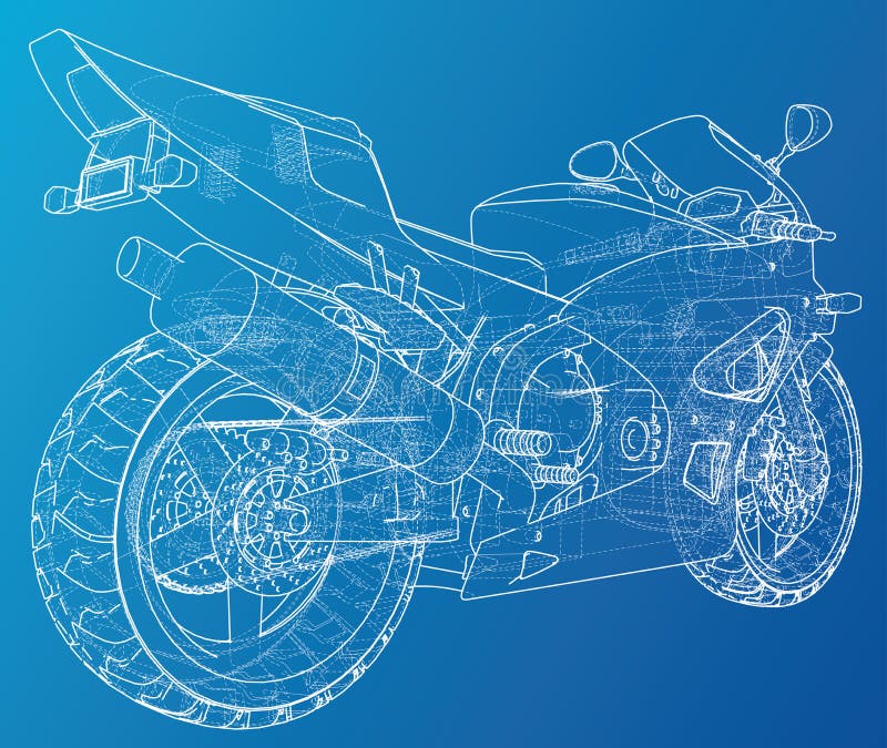 Blueprint Sport Bike. EPS10 Format Stock Vector - Illustration of fast ...