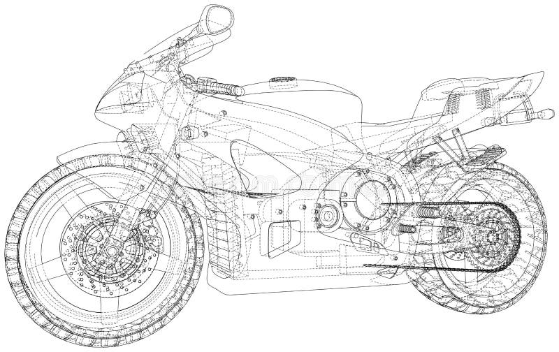 Blueprint Sport Bike. EPS10 Format Stock Vector - Illustration of black ...
