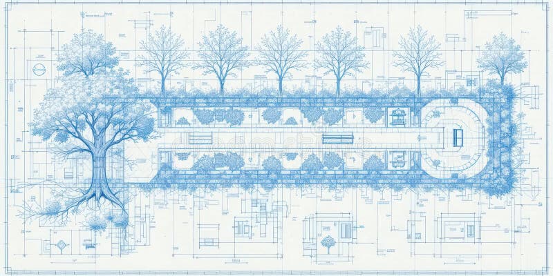 Orchard Schematic View Technical Drawing of Pathway, Tree Layout and ...
