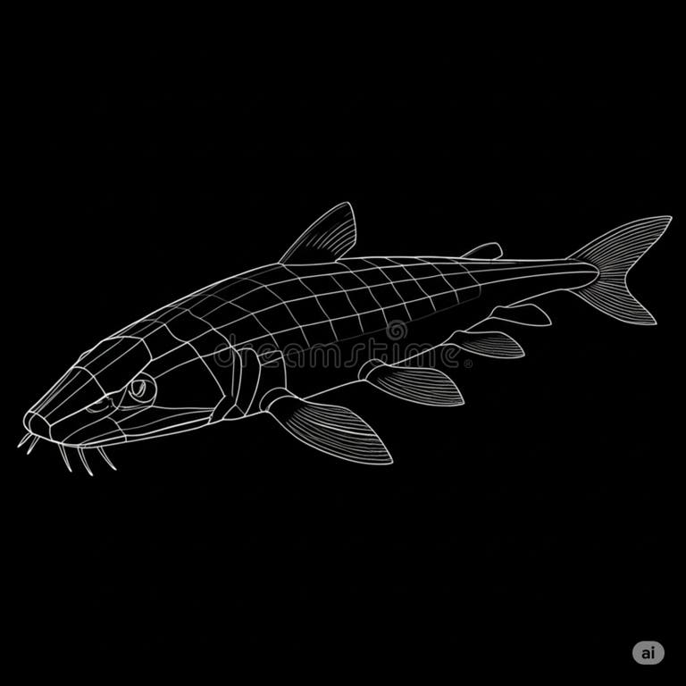 Robotic Fish Blueprint Drawing with Annotations Stock Illustration ...