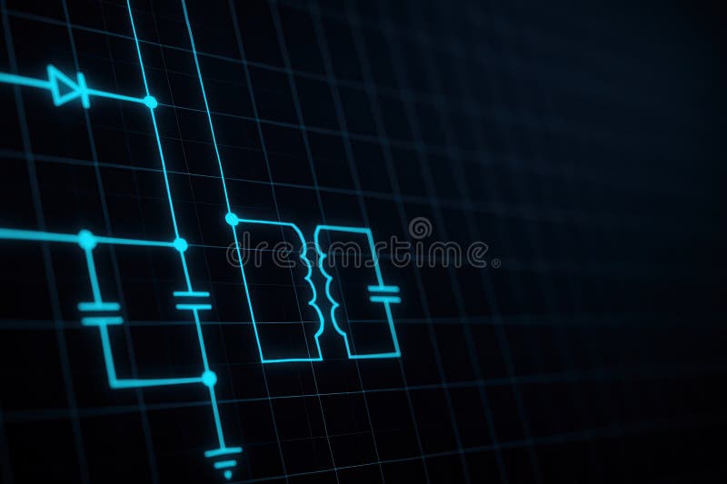 Blueprint Style Illustration of Circuit Design with Diode and ...