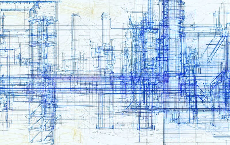 A Blueprint-style Illustration of an Industrial Facility Showcasing ...