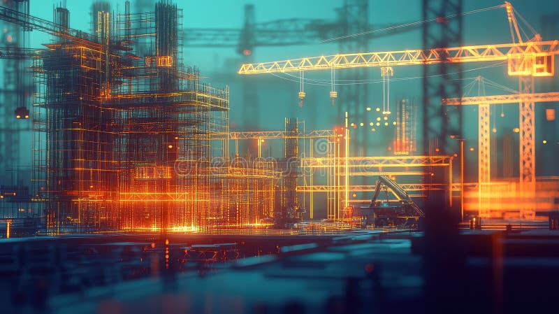 Blueprint Stylized Animation of Construction Site Stock Illustration ...