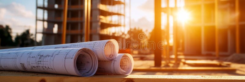 Blueprint Success Construction Project Planning New Building Project ...