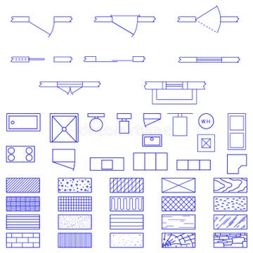 Blueprint Symbols Used by Architects Stock Vector - Illustration of ...