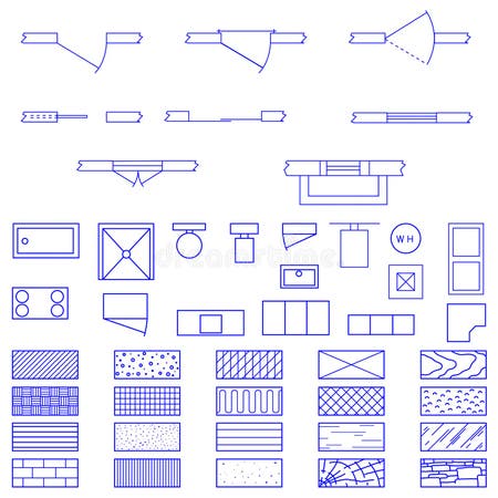 Blueprint Symbols Used by Architects Stock Vector - Illustration of ...