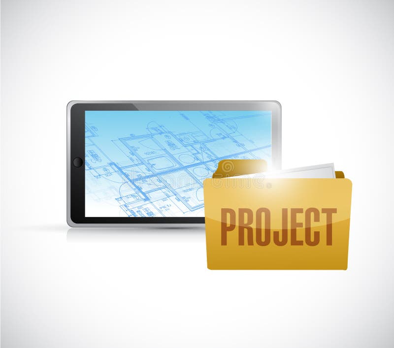 Blueprint Tablet and Project Folder Illustration Stock Illustration ...