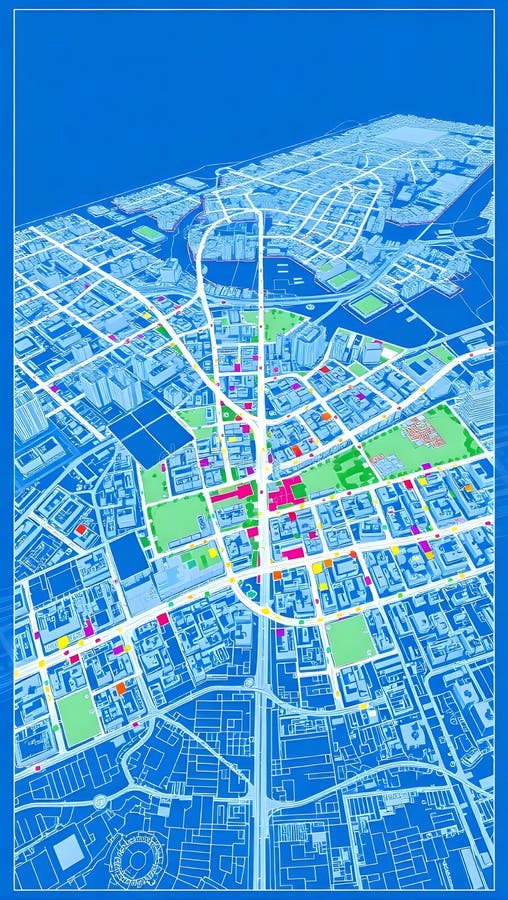 Blueprint Technical City Map Drawing for Urban Planning Layout ...