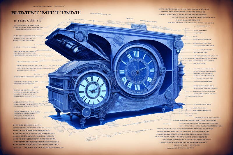 Blueprint of Time Machine, Generative AI Illustration Stock ...
