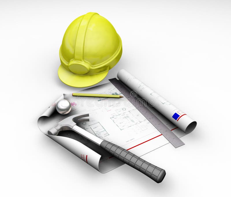 Blueprint and tools stock illustration. Illustration of blueprint - 1756635